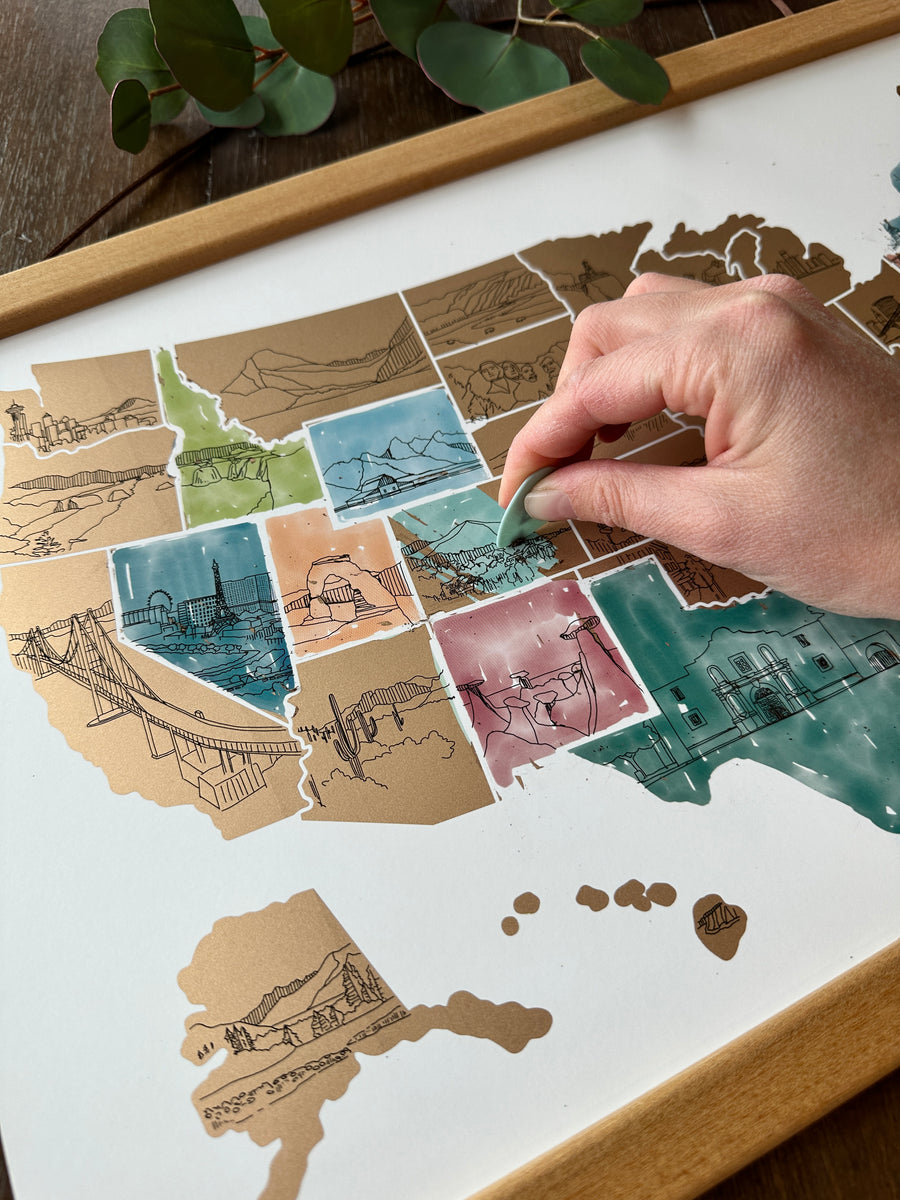 Illustrated Map - US Scratch Off Map – Waypoint Wanders